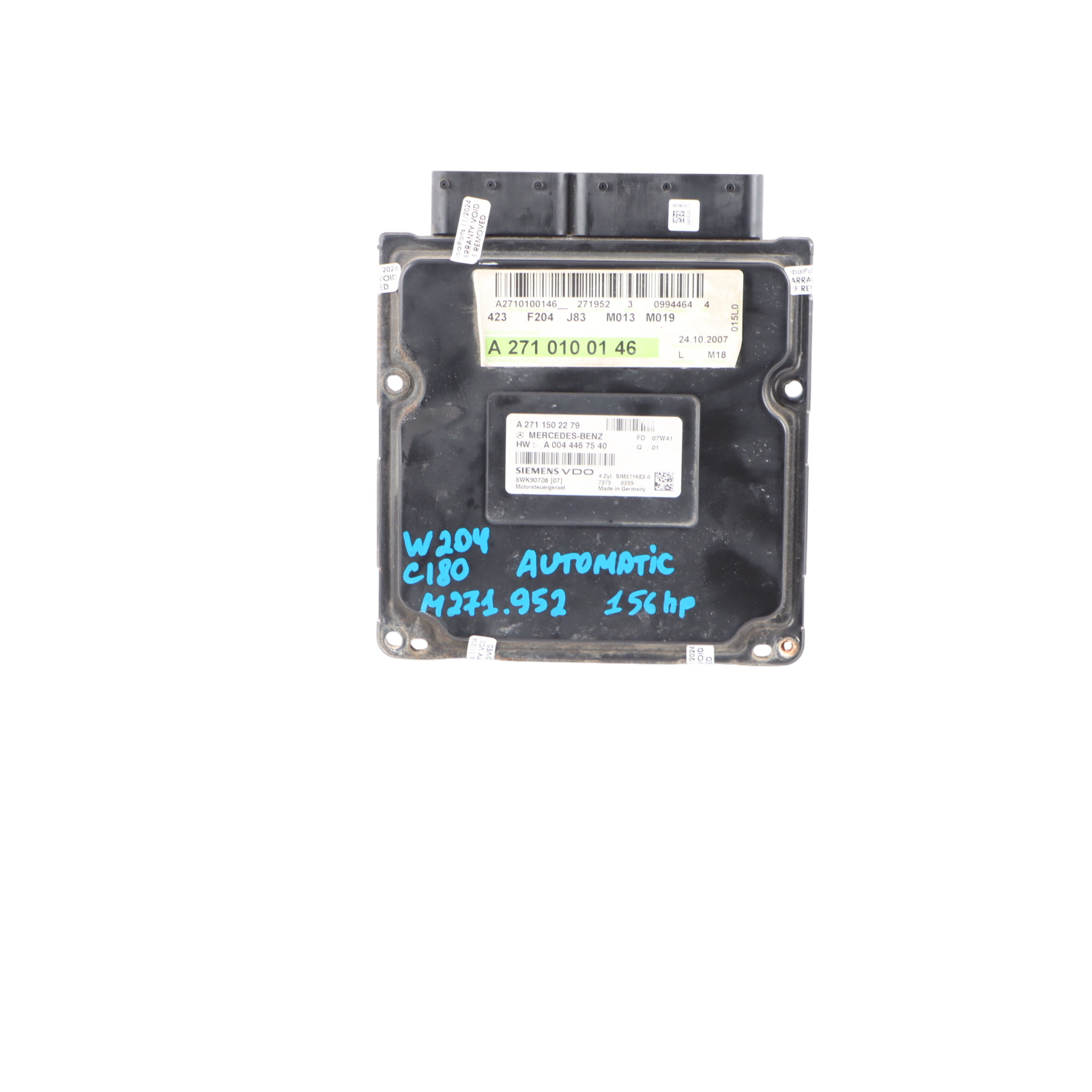 Mercedes W204 C180 M271.952 Engine Control Unit Module ECU A2710100146 ...
